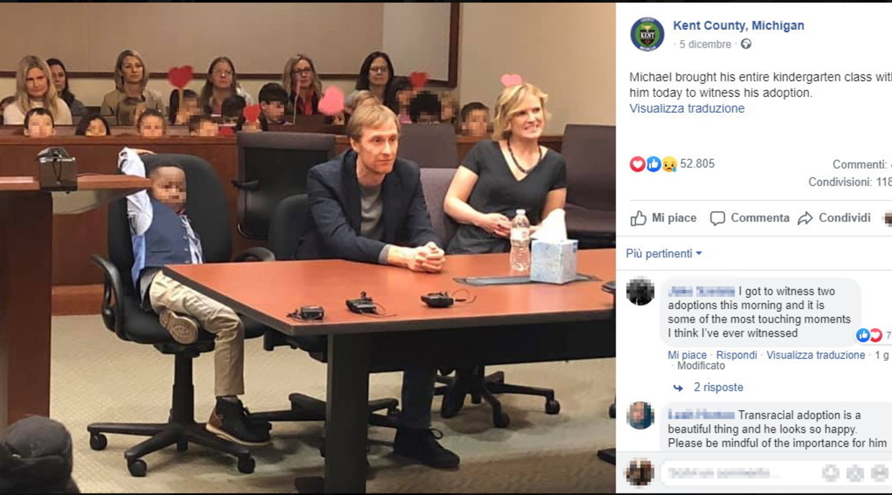 Usa, a 5 anni viene adottato: Michael porta la classe dell'asilo in ...
