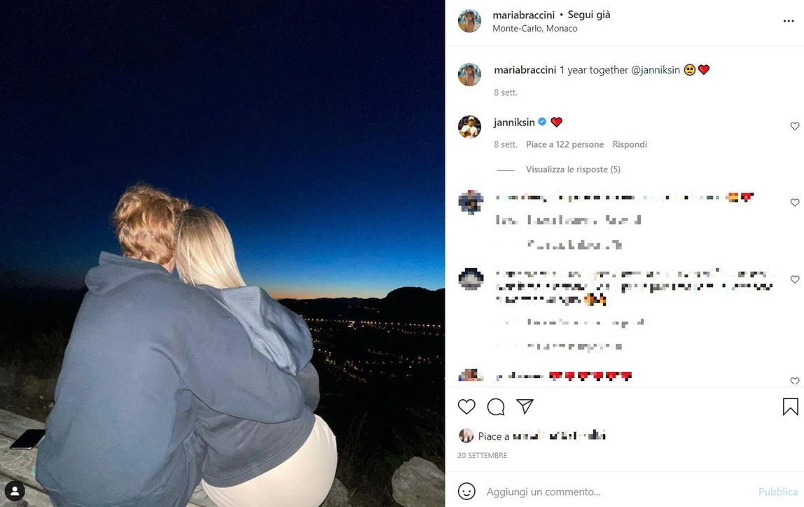 Il tennista Sinner vince e molla la fidanzata influencer Maria Braccini