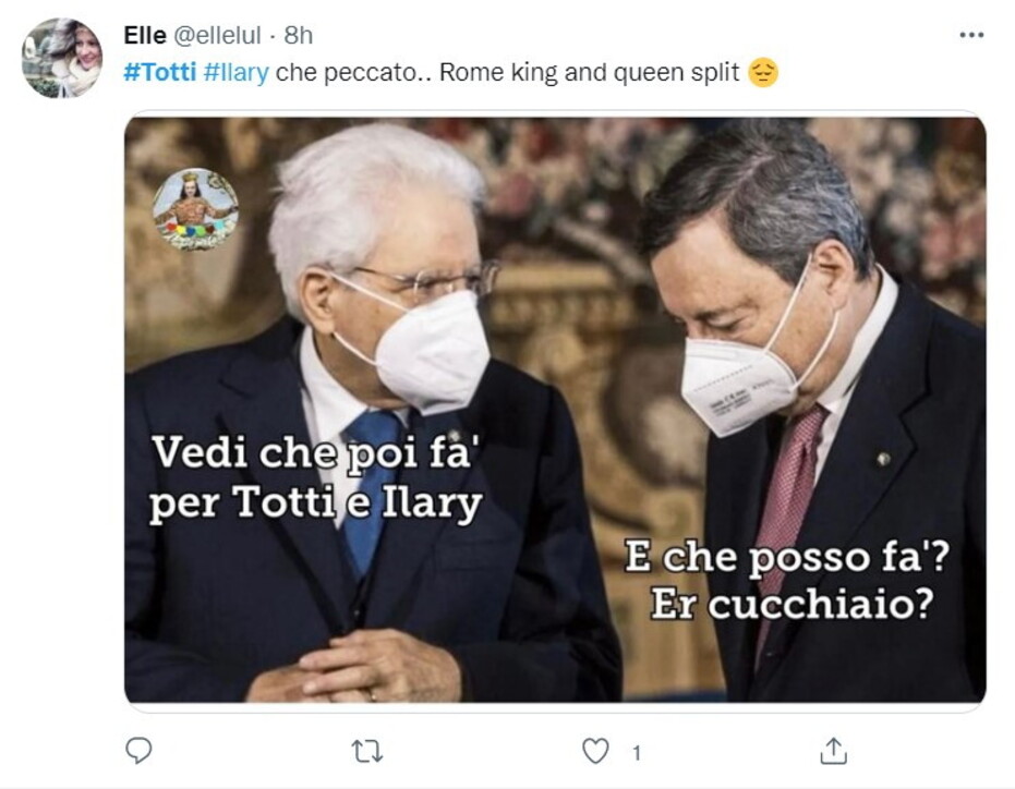 Dopo la rottura tra Totti e Ilary, sul web impazzano i meme