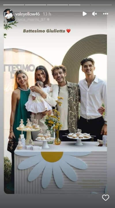 Valentino Rossi festeggia il battesimo della figlia Giulietta
