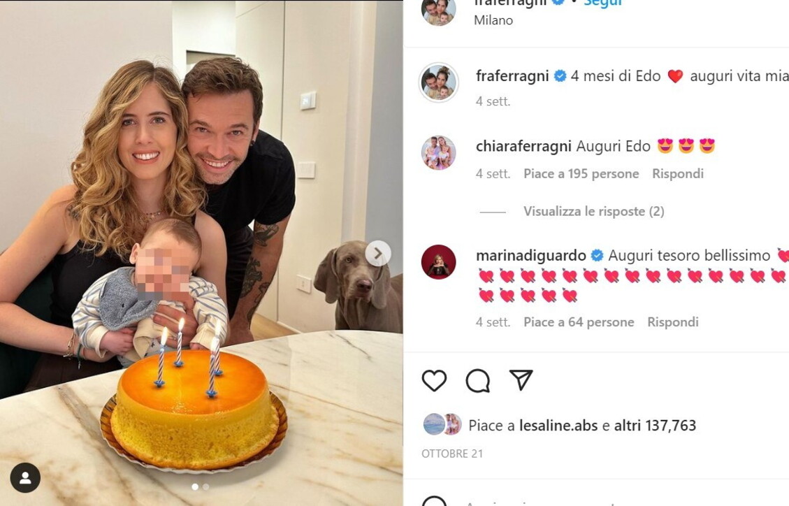 Francesca Ferragni, festa per i 5 mesi di Edoardo Nicoletti