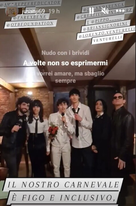 Jolanda Renga e il fidanzato travestiti da Ambra e Renga