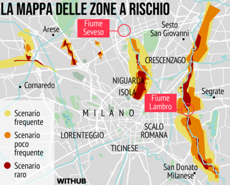 Fotogallery - Maltempo, il fiume Seveso "spaventa" Milano: le aree a ...