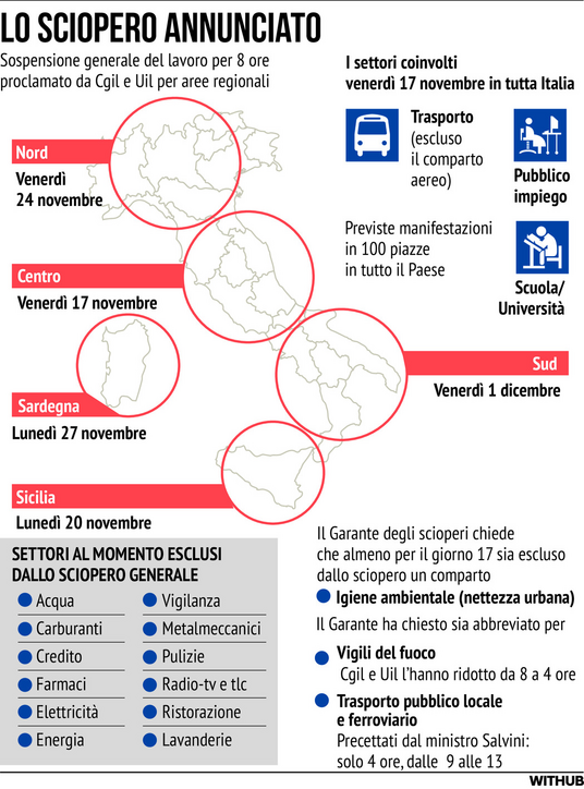 Sciopero generale: chi, dove e quando