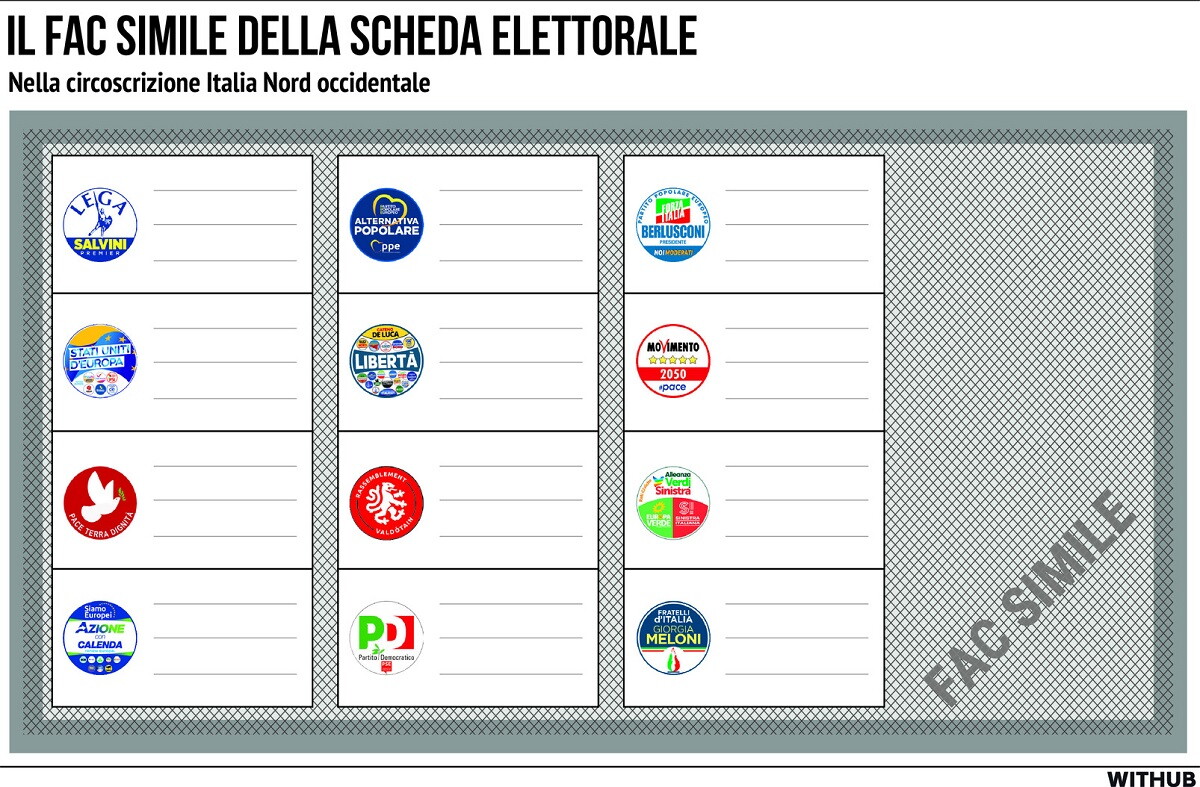 Europee 2024, il fac simile della scheda elettorale Europee 2024, il fac simile della scheda elettorale